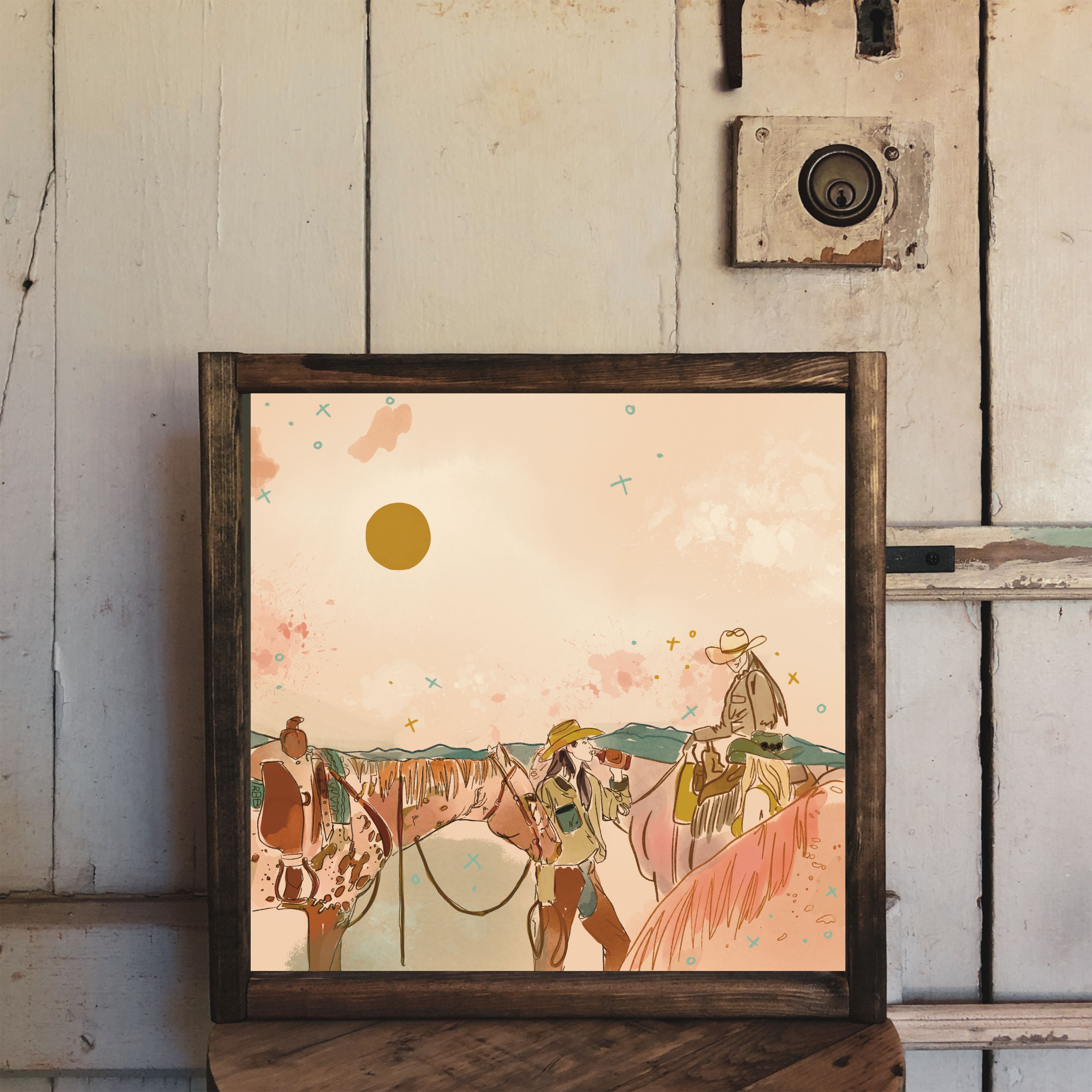 Sunset Ranch Cowgirls Western Art Print – Tirzah Lane Art