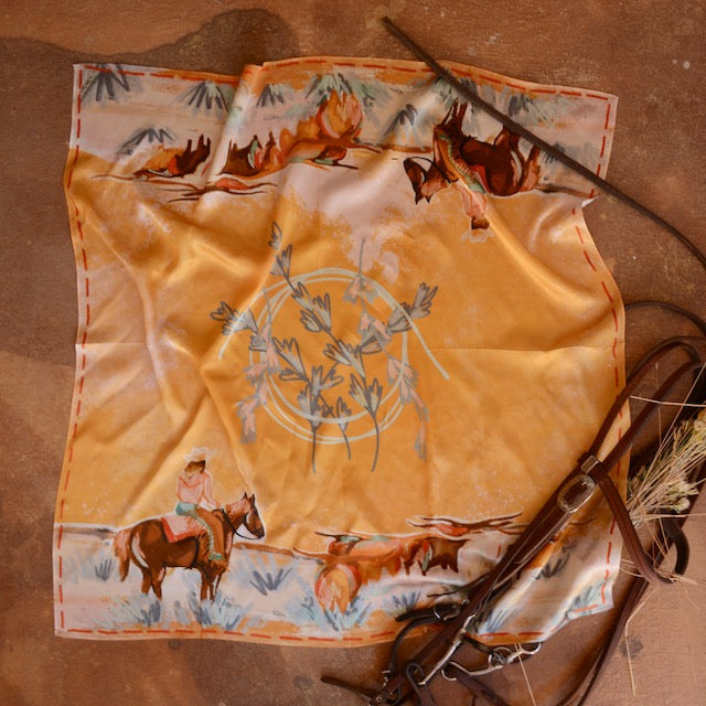 Longhorn Open Range: 35x35 Cowgirl Wild Rag Western Mulberry Silk Scar ...