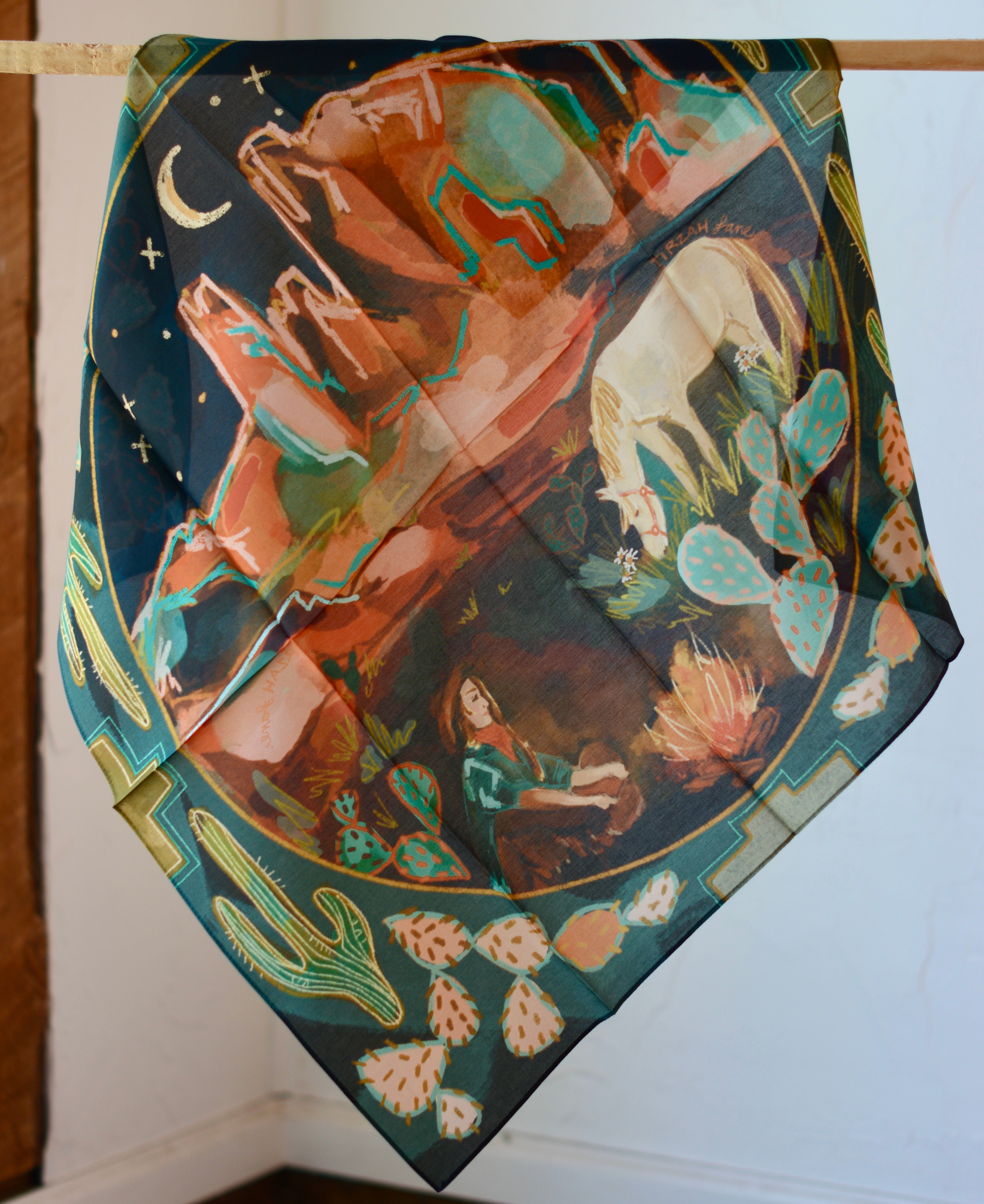 Desert Nights Western Cowgirl and Horse Silk Wild Rag Scarf – Tirzah ...